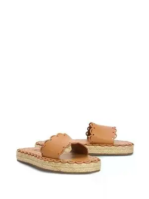 Red Valentino Scalloped Slide Sandals With Braided Sole