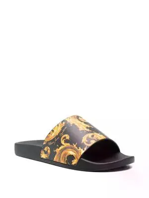 Versace Baroque Print Slides - Black