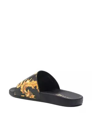 Versace Baroque Print Slides - Black