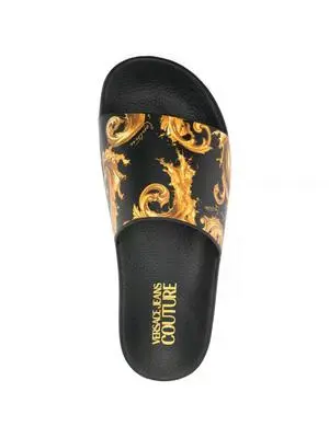 Versace Baroque Print Slides - Black
