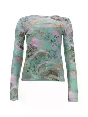 Off-White Long Sleeve Printed Top