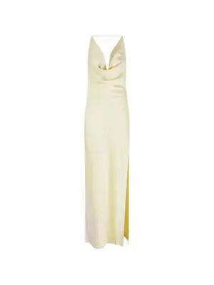 Andamane The Attico Cowl Neck Maxi Dress With Slit Detail - Neutrals