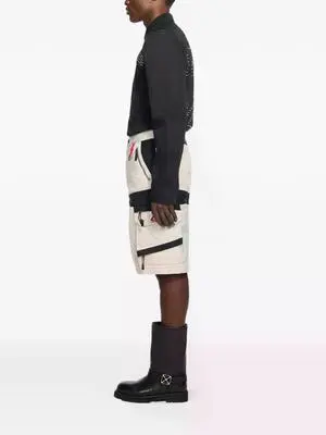 Off-White Paneled Zip Pocket Cargo Shorts - Neutrals