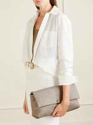 Brunello Cucinelli Puffy Raffia Clutch