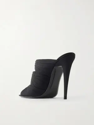 Saint Laurent Emilie Crystal-embellished Satin Crepe Mules - Black