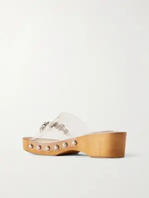 Simone Rocha Embellished Pu Clogs With Wooden Wedge - Neutrals