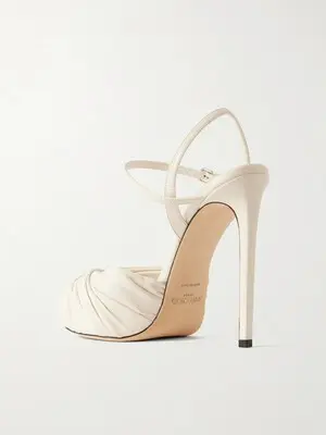 JIMMY CHOO Elly 120 Leather Sandals - Neutrals