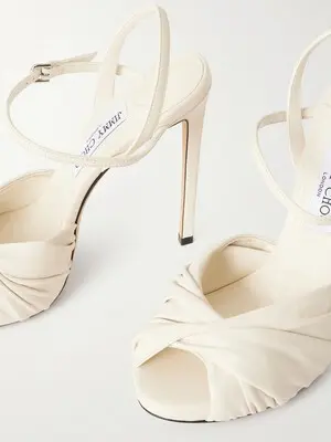 JIMMY CHOO Elly 120 Leather Sandals - Neutrals