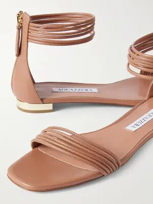 AQUAZZURA Sway Leather Ankle Strap Sandals - Neutrals