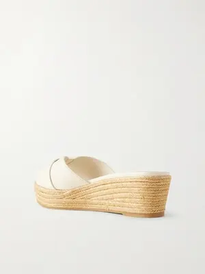 JIMMY CHOO Leda Logo-embellished Leather Platform Espadrilles - Neutrals
