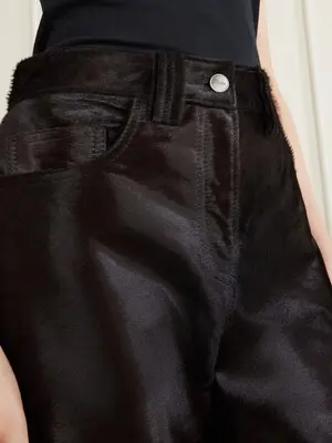 Khaite Callum Calf Hair Straight-leg Pants - Black