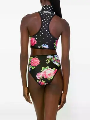 Moschino Floral-pattern Zip-up Bikini - Black