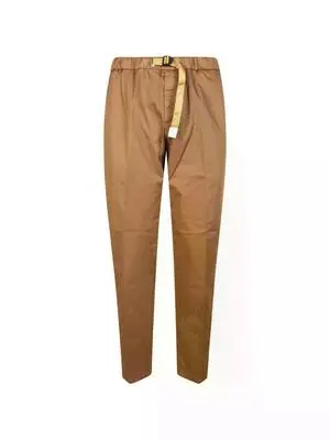 WHITE SAND Belted Gabardine Trousers - Brown