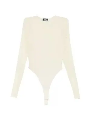 Wardrobe.NYC Sheer Long Sleeve Bodysuit - Neutrals
