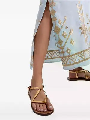Greek Archaic Kori Thin-straps Gathered-back Maxi Dress - Blue