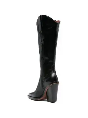 Paris Texas Pointed Toe Knee-high Block Heel Boots