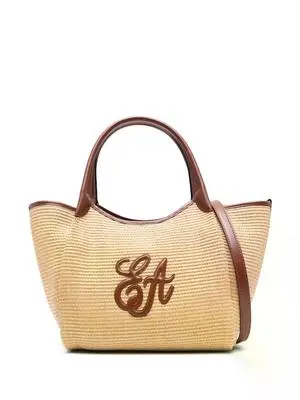 Emporio Armani Logo-appliqué Woven Tote Bag - Neutrals