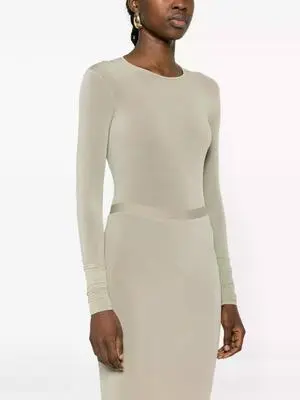 Wardrobe.NYC Sheer Long Sleeve Bodysuit - Neutrals
