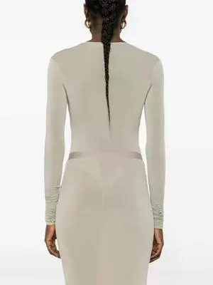 Wardrobe.NYC Sheer Long Sleeve Bodysuit - Neutrals