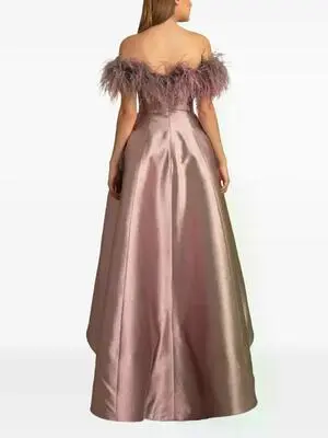 GEMY MAALOUF Off-the-shoulder Feather Detail Maxi Dress