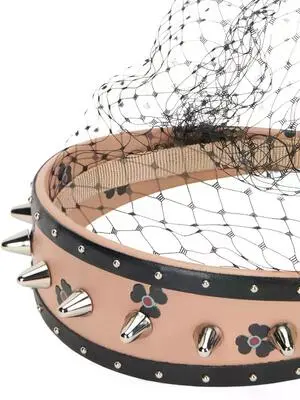 Red Valentino Spiked Floral Veil Headband