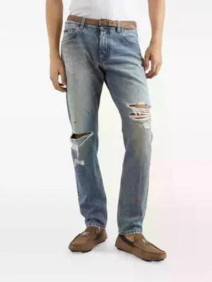 Dolce & Gabbana Ripped Logo Plaque Jeans