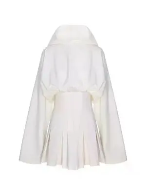 HAMZA Cleopatra Hooded Mini Dress - Neutrals