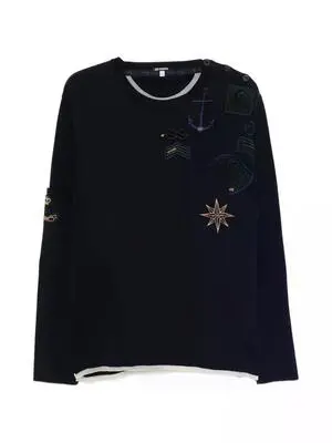 Gianfranco Ferre Appliquéd Long-sleeve Sweater
