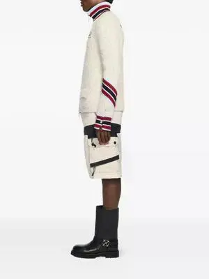 Off-White Striped Zip Cardigan