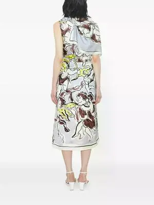 Tory Burch Printed Satin Wrap Skirt With Sequins