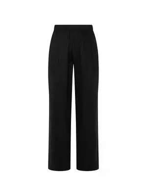 LANEUS Wide Leg Trousers With Embroidered Detail - Black