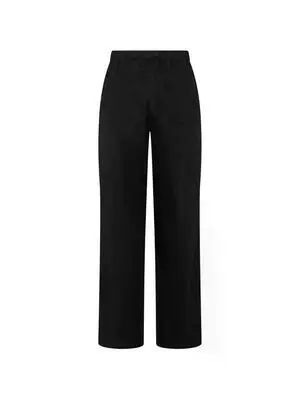 LANEUS Wide Leg Trousers With Embroidered Detail - Black