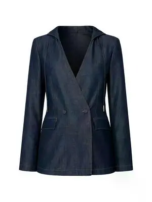 TWINSET Chambray Blazer With Detachable Hood - Blue