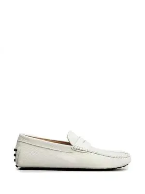 TOD'S White Pebbled Leather Loafers - Neutrals