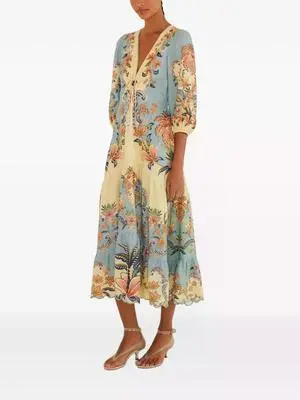 Farm Rio V-neck Floral Midi Dress
