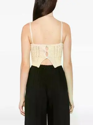 FORTE_FORTE Crocheted Square Neck Crop Top