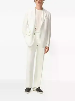 AMI Paris Blended Linen Straight Trousers