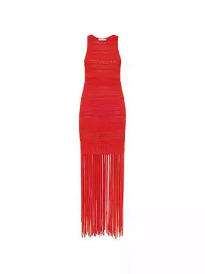 LANEUS Knitted Maxi Dress - Red