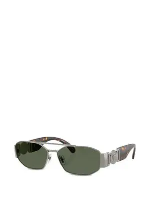 Versace Geometric Sunglasses With Medusa Detail - Silver