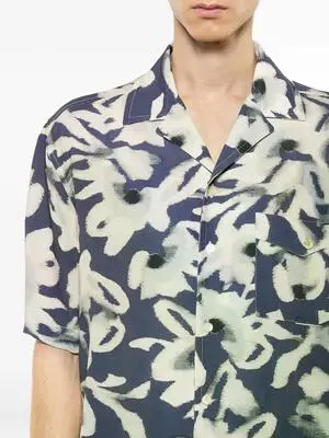 LANEUS Floral-print Shirt - Blue