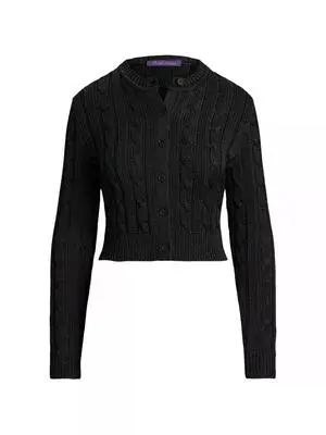 Ralph Lauren Cable Knit Cropped Cardigan - Black