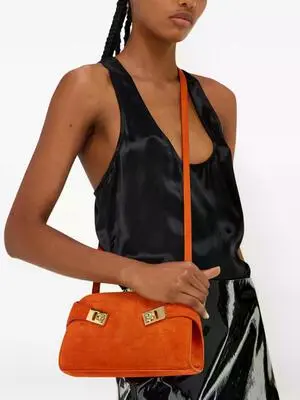 FERRAGAMO Hug Mini Croc Effect Suede Crossbody Bag