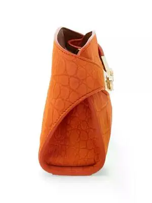 FERRAGAMO Hug Mini Croc Effect Suede Crossbody Bag