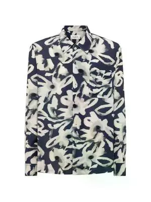 LANEUS Floral-print Shirt - Blue