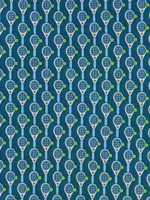 FERRAGAMO Silk Tennis Print Neck Tie - Blue