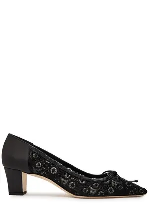 Manolo Blahnik Martebal 50 Lace And Satin Pumps