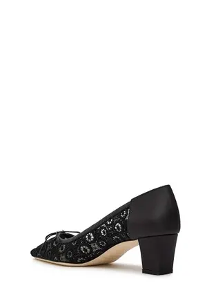 Manolo Blahnik Martebal 50 Lace And Satin Pumps