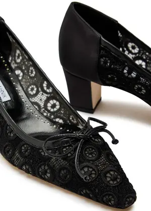 Manolo Blahnik Martebal 50 Lace And Satin Pumps
