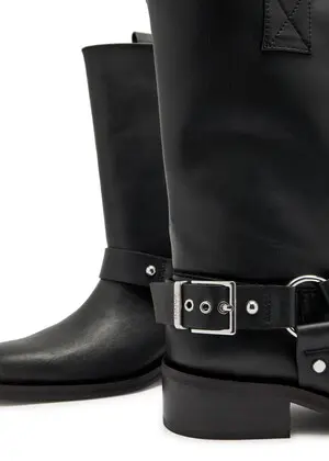GANNI Faux Leather Mid-calf Biker Boots - Black