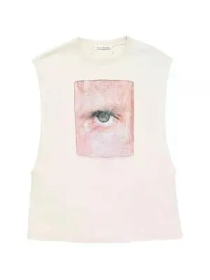 Acne Studios Sleeveless Crewneck T-shirt With Eye Print - Neutrals